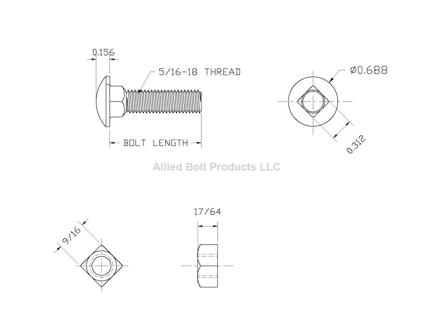 5 16 X 3 CARRIAGE BOLT 5 16 X 3 CARRIAGE BOLT