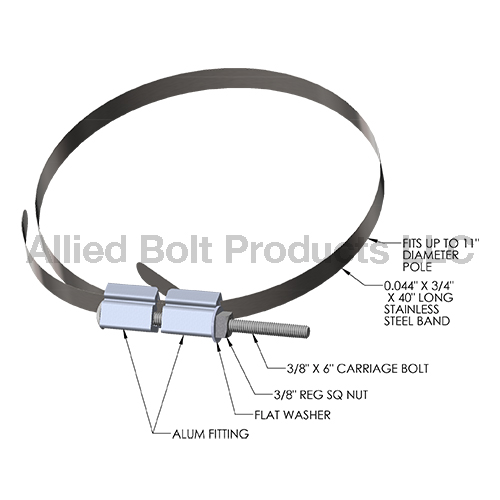 3/4" BANDING CLAMP ASSEMBLY WITH 40" BAND | Allied Bolt Products LLC