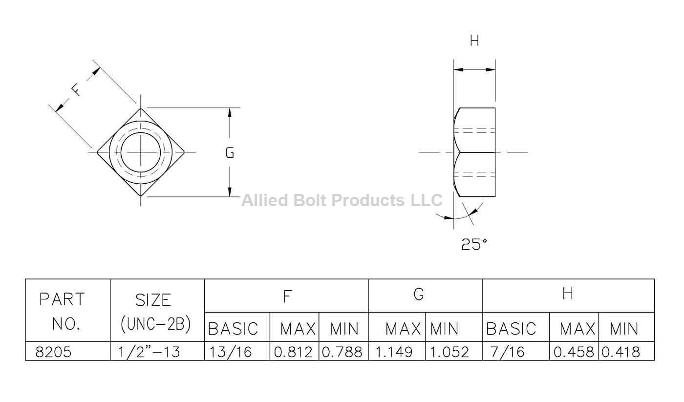1/2" REGULAR SQUARE NUT