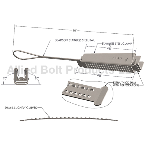 SIX PAIR STAINLESS STEEL DROP WIRE WITH CLAMP HEAVY SERRATED SHIM ...