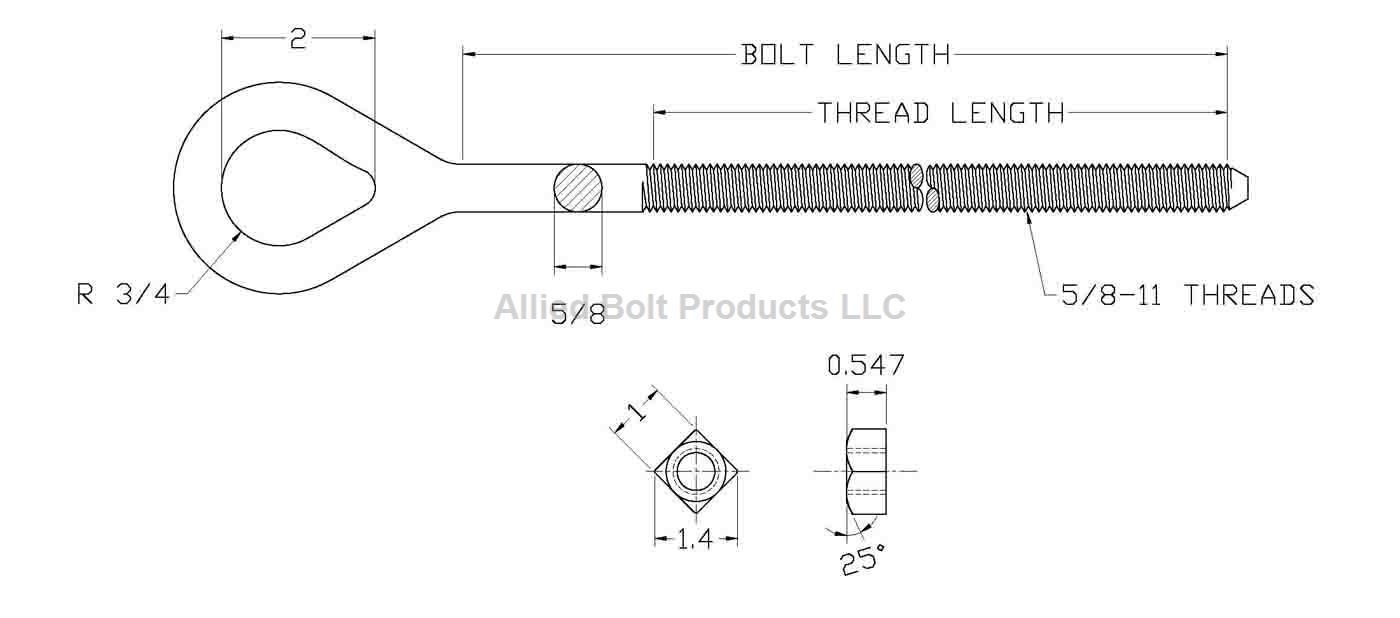 5/8" X 24" DOUBLE ARMING OVAL EYE BOLT | Allied Bolt Products LLC